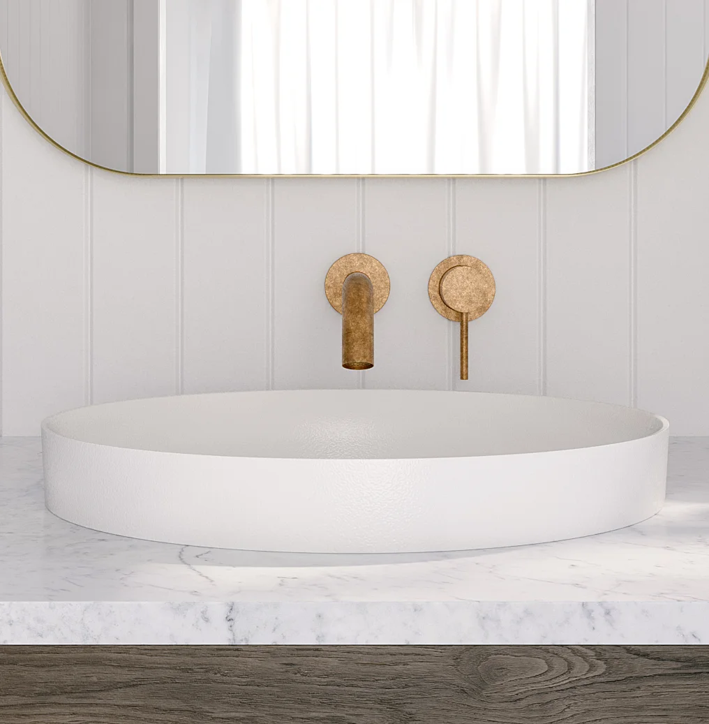 Elysian Minimal Mixer & Spout Set - Tumbled Aged Brass | (NZ) ABI Bathrooms & Interiors